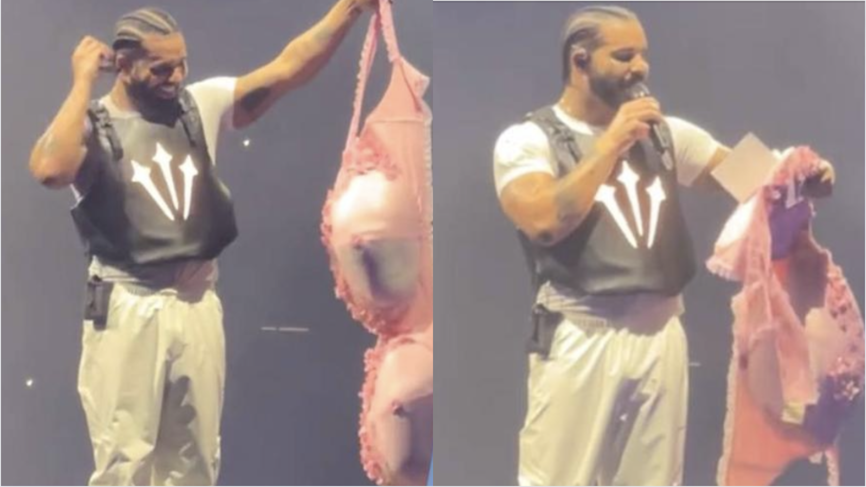 Drake has the Largest Bra ever seen Thrown on Stage at Him