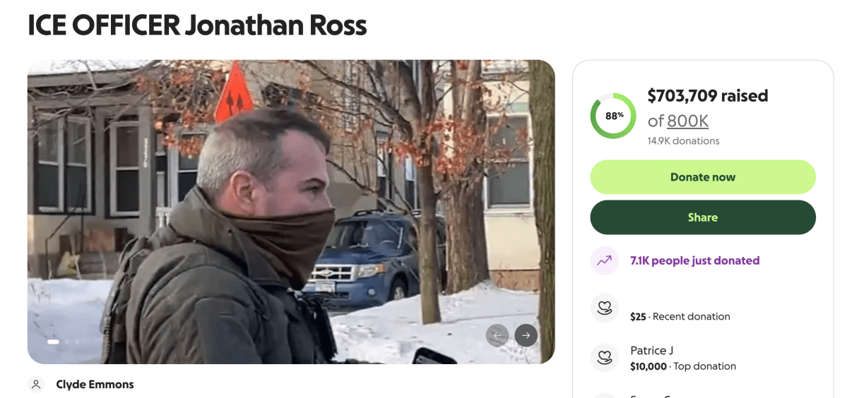 GoFundMe For ICE Agent Jonathan Ross Who Shot Renee Good Explodes To ...
